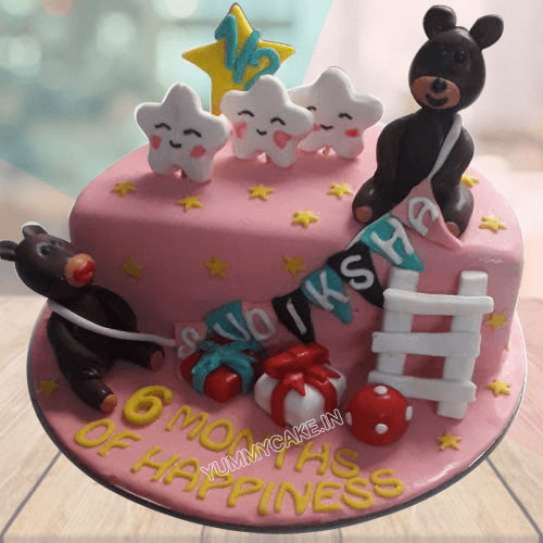 6 Month Birthday Cake For Baby Girl YummyCake 6 Month Birthday Cake For Baby Girl YummyCake